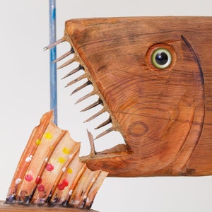 Monumental Large Reclaimed Wood Fish Sculpture 21" Futaleufu - Solid ...