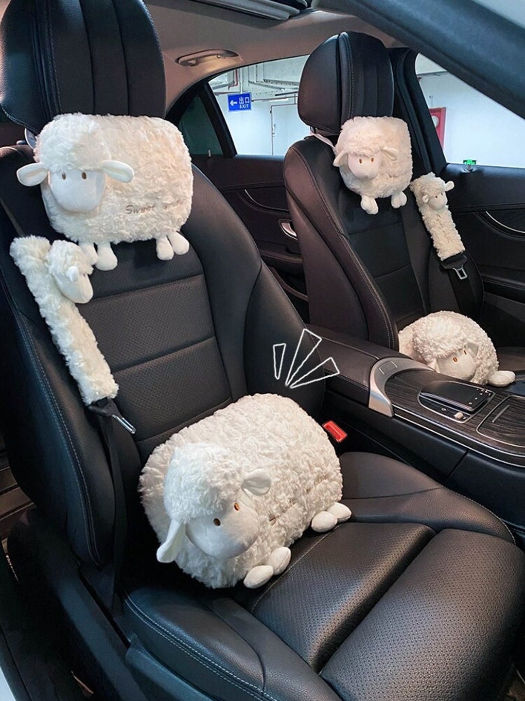 Four Seasons Cartoon Plush, Cute Sheep Headrest, Cute Car Accessories ...