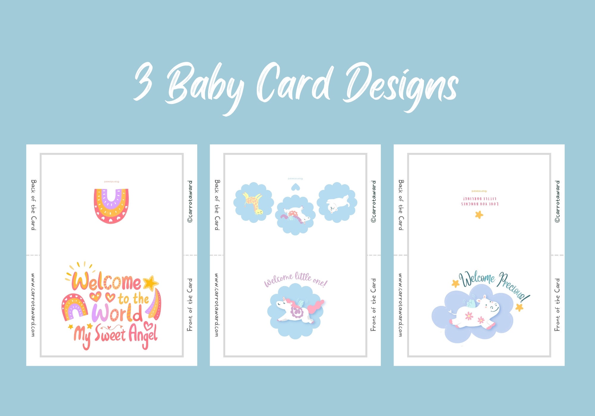 Printable Baby Card Designs of 3 - Etsy