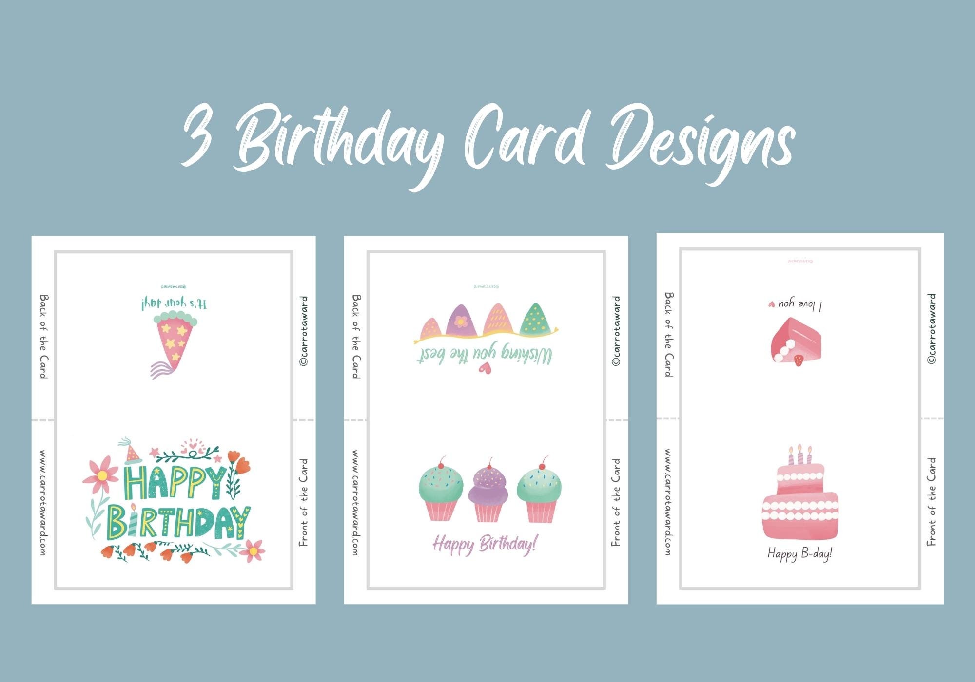 Printable Birthday Card Designs of 3 - Express Your Love and Best ...