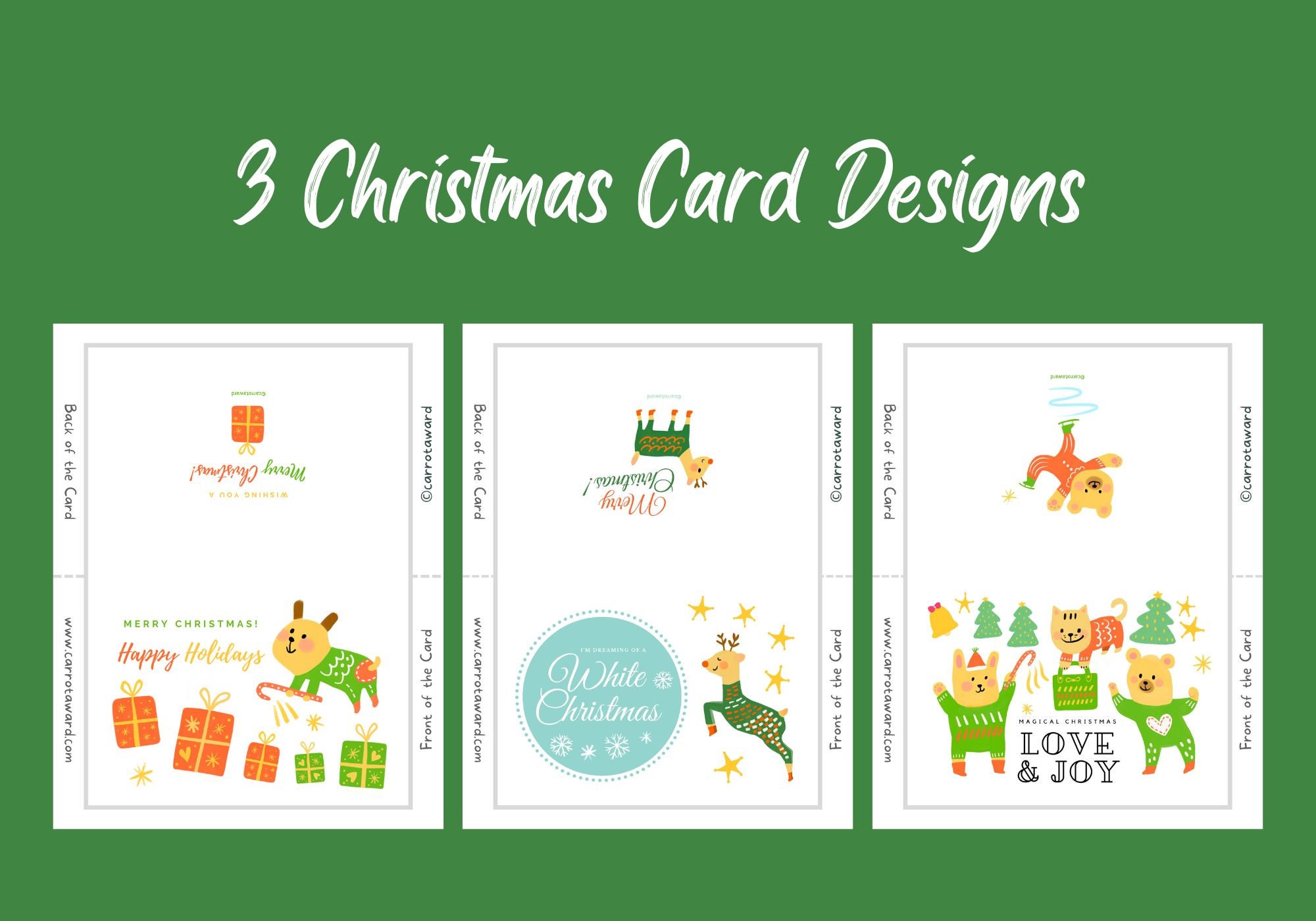 Printable Christmas Card Designs of 3 - Etsy