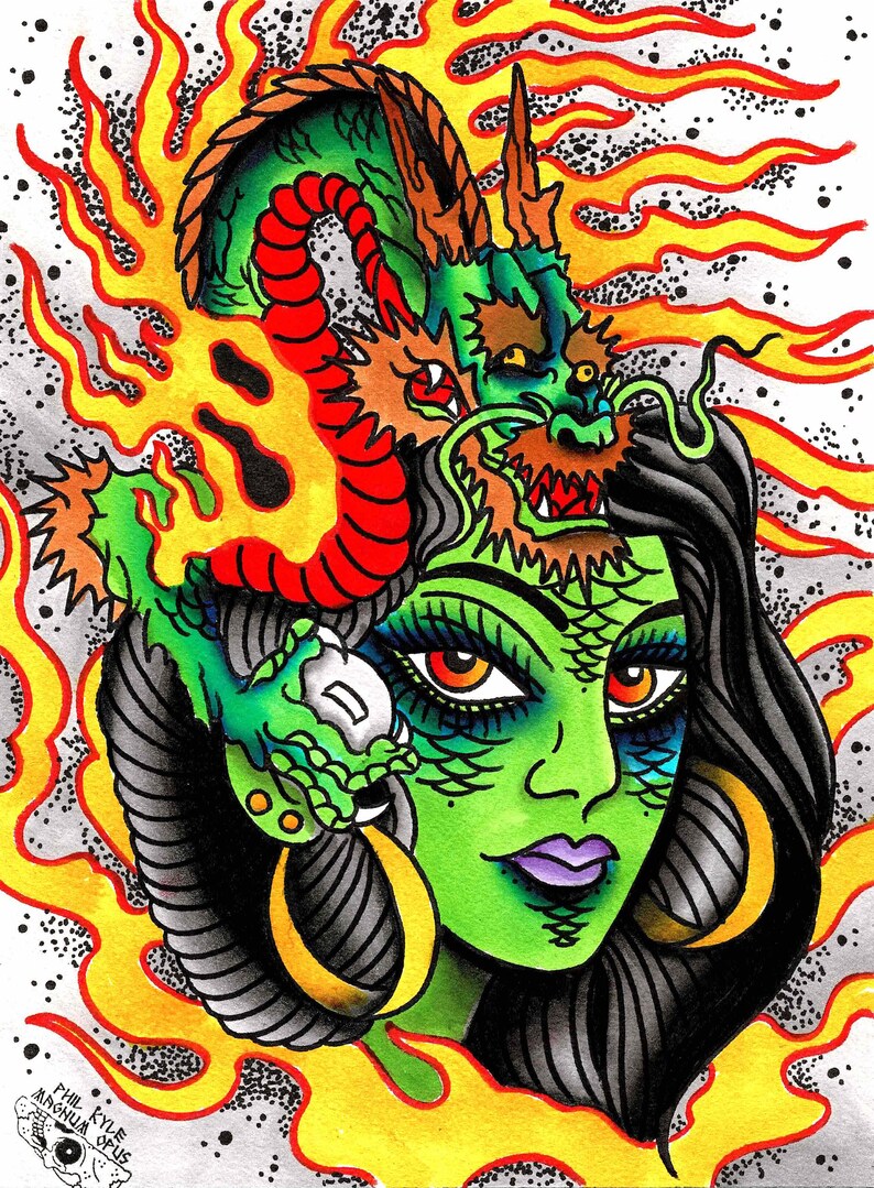 3 Tattoo Pins Prints A4 Sized on Water Color Paper 8.5 X 14 Inches - Etsy