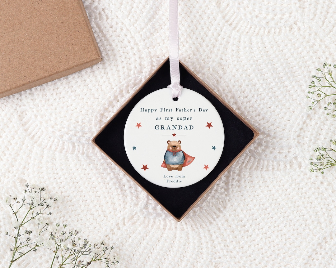 First Fathers Day Grandad Gift | Personalised Super Grandad Ceramic ...
