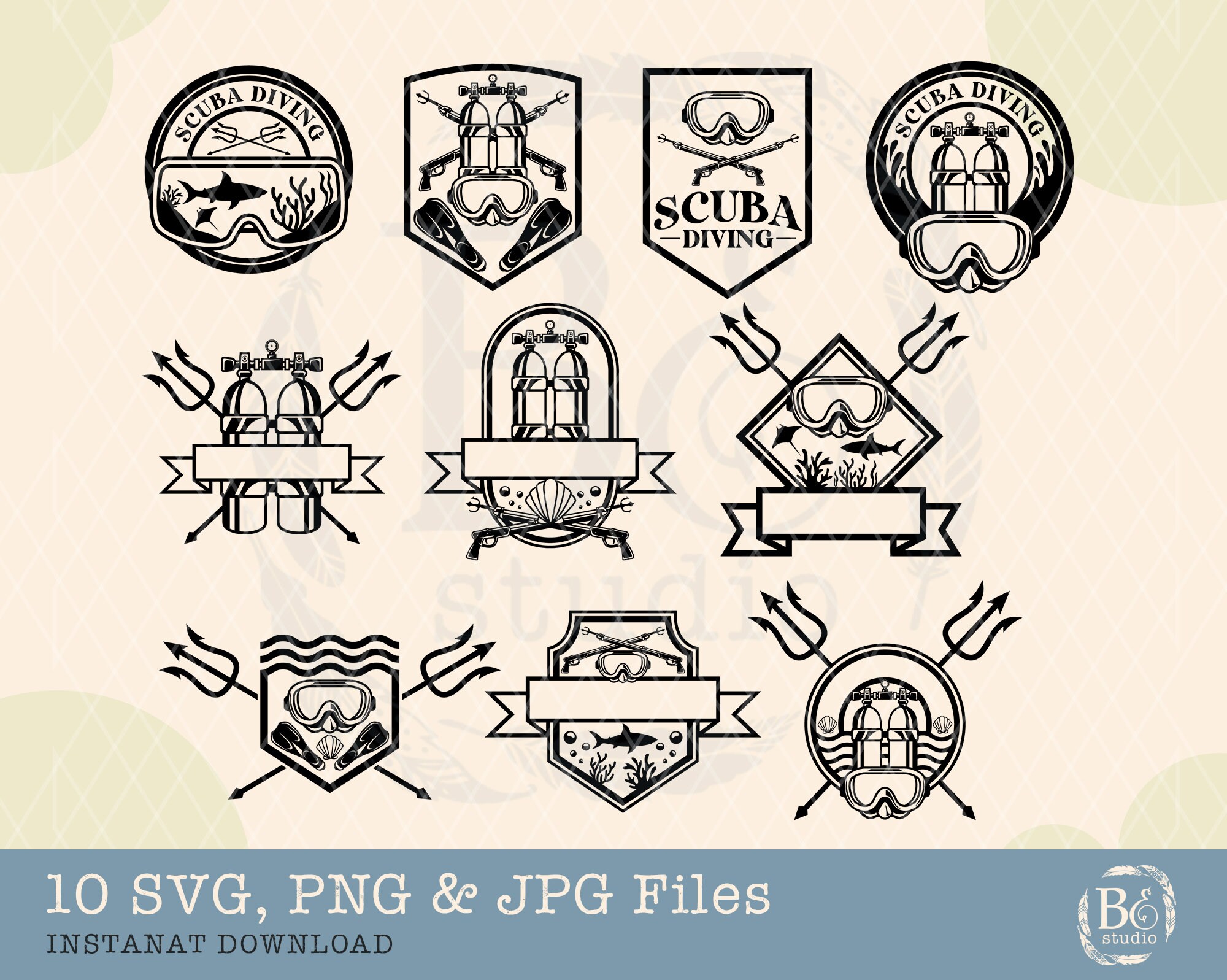 Scuba Diving Svg Bundle, Diving Svg, Scuba Diver Svg, Spear Fishing Svg ...