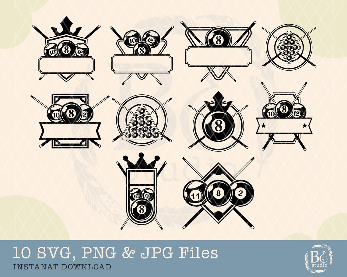Billiards Svg Bundle, Snooker Svg, Pool Svg, Billiards Clipart ...