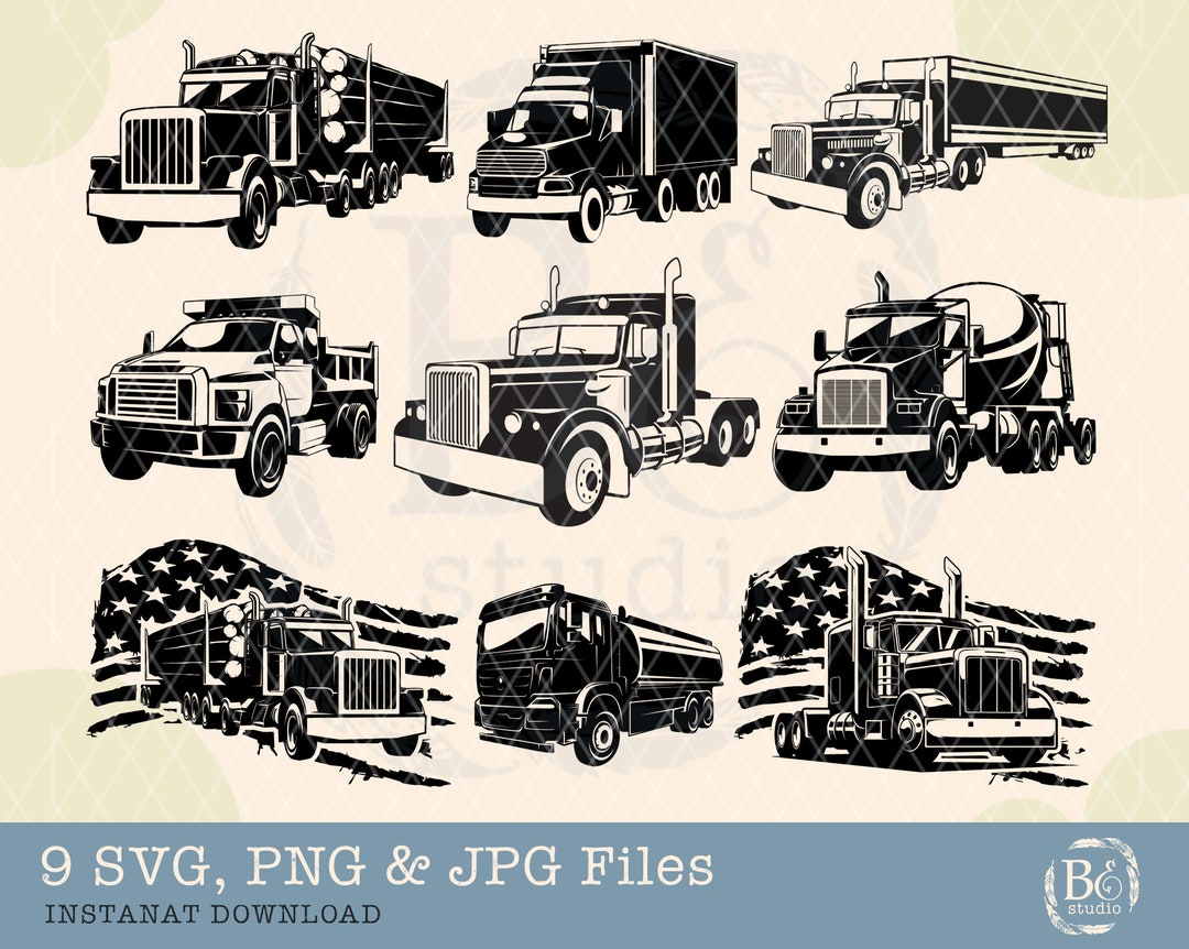 Truck Svg File, Truck Bundle Svg, Semi Truck Svg, Logging Truck Driver ...