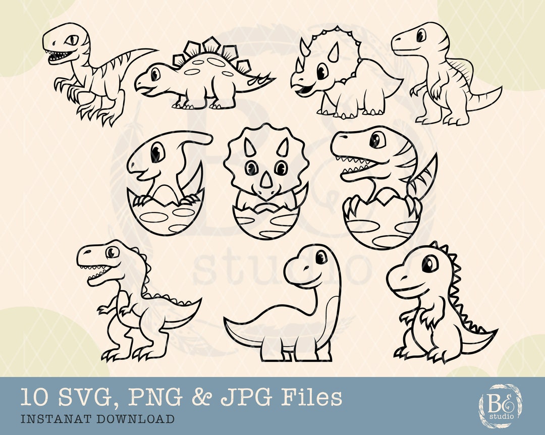 Dinosaur Svg Bundle, Dinosaur Svg, Baby Dinosaur Svg, Cute Dinosaur Svg ...