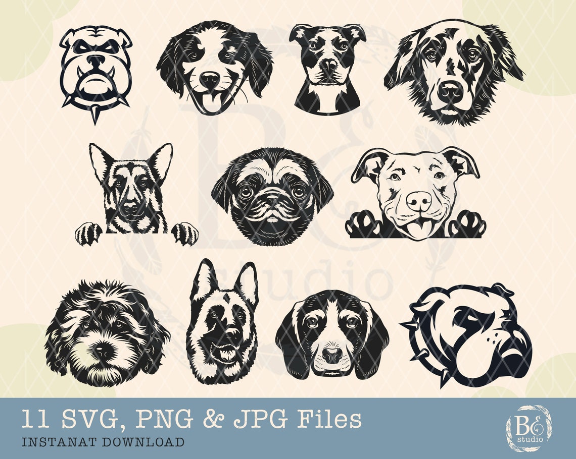 Cute Dog Face Svg, Dog Svg, Dog Face Bundle Svg, Dog Face Svg, Dog ...