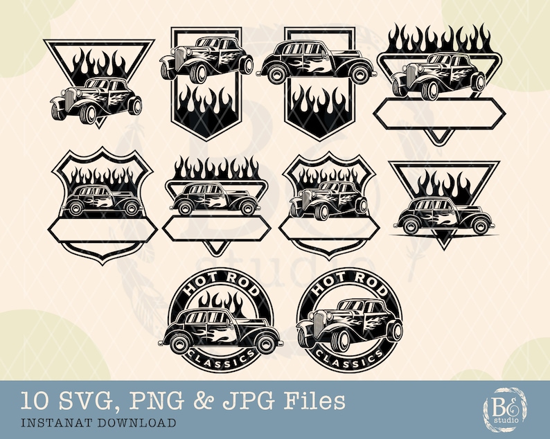 Hot Rod Svg Bundle, Vintage Car Svg, Classic Car Svg, Retro Car Svg ...