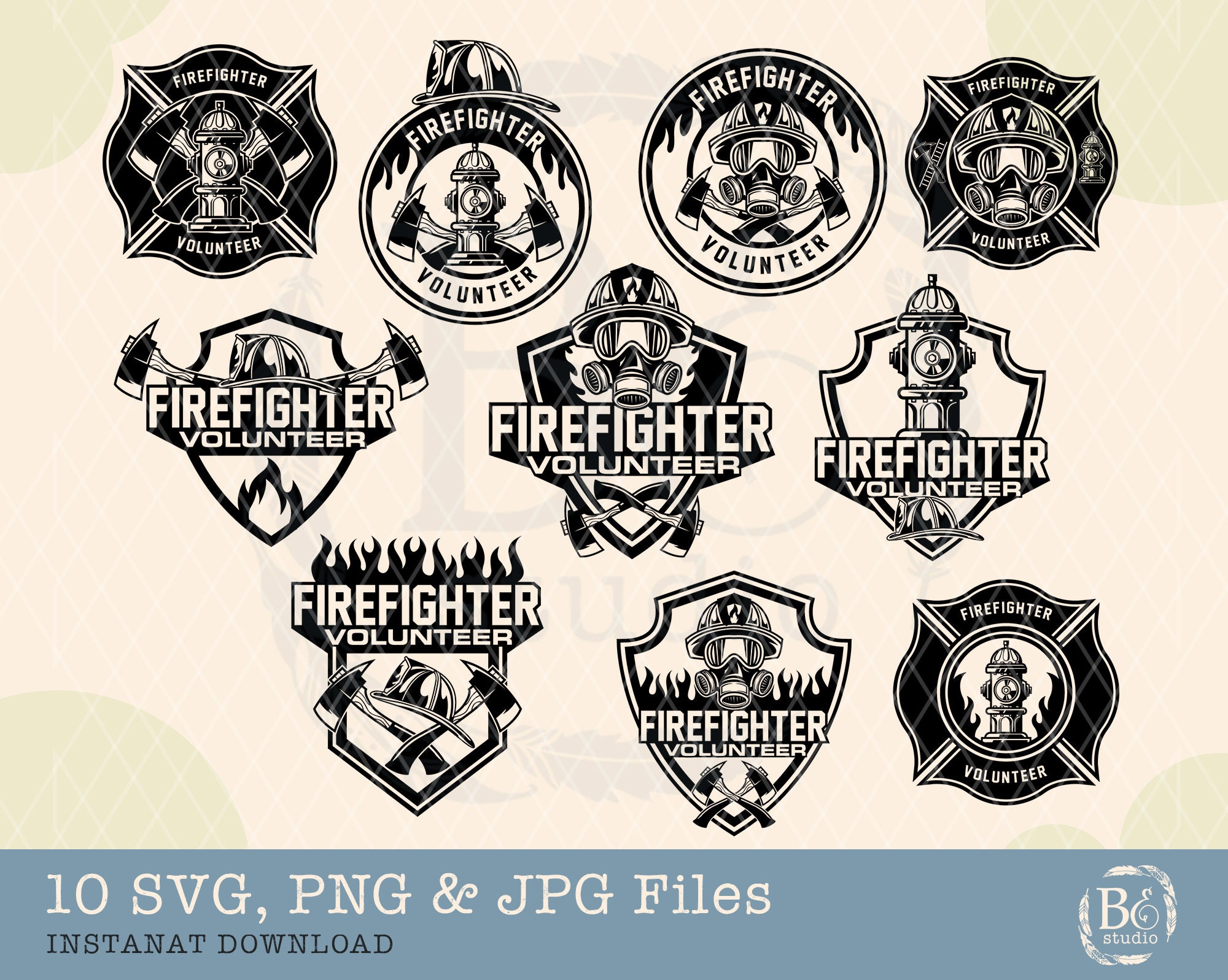 Firefighter Volunteer Svg Bundle, Firefighter Svg Bundle, Firefighter ...