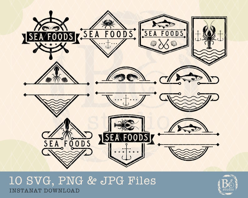 Seafoods Svg Bundle, Seafoods Restaurant Svg, Restaurant Badges Svg ...