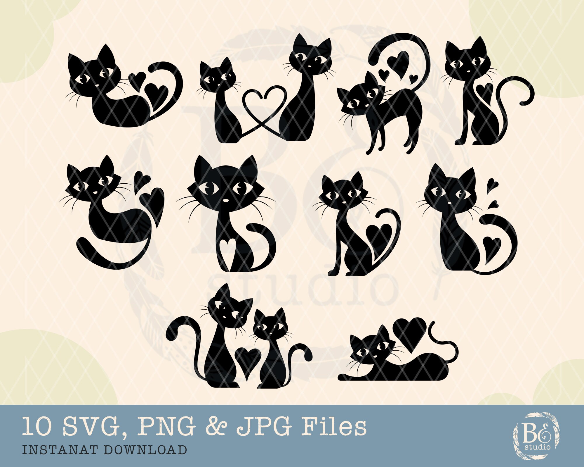 Cat Svg Bundle, Cat Silhouette, Cat Svg, Cat Lover Svg, Cat Face Svg ...