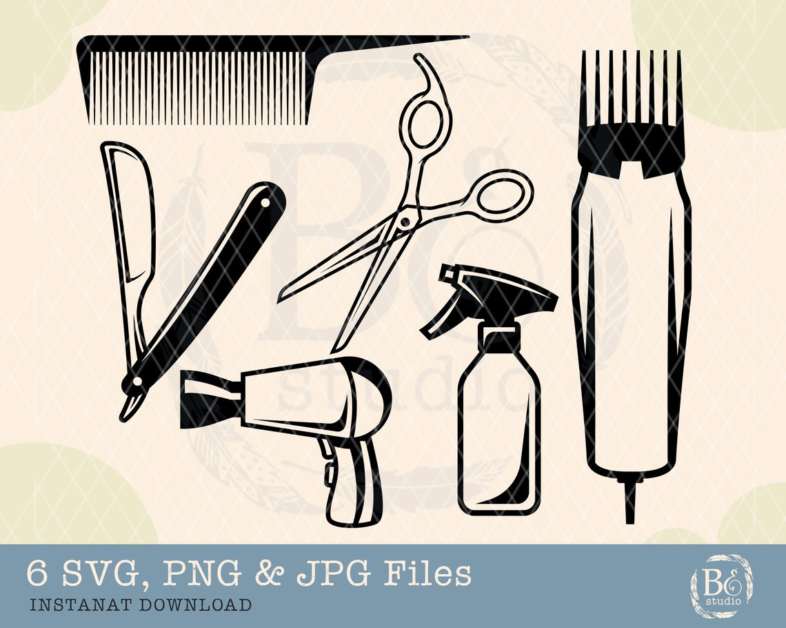 Barber Tool Svg Files, Barbershop Svg, Barber Svg, Tools Svg, Hair ...