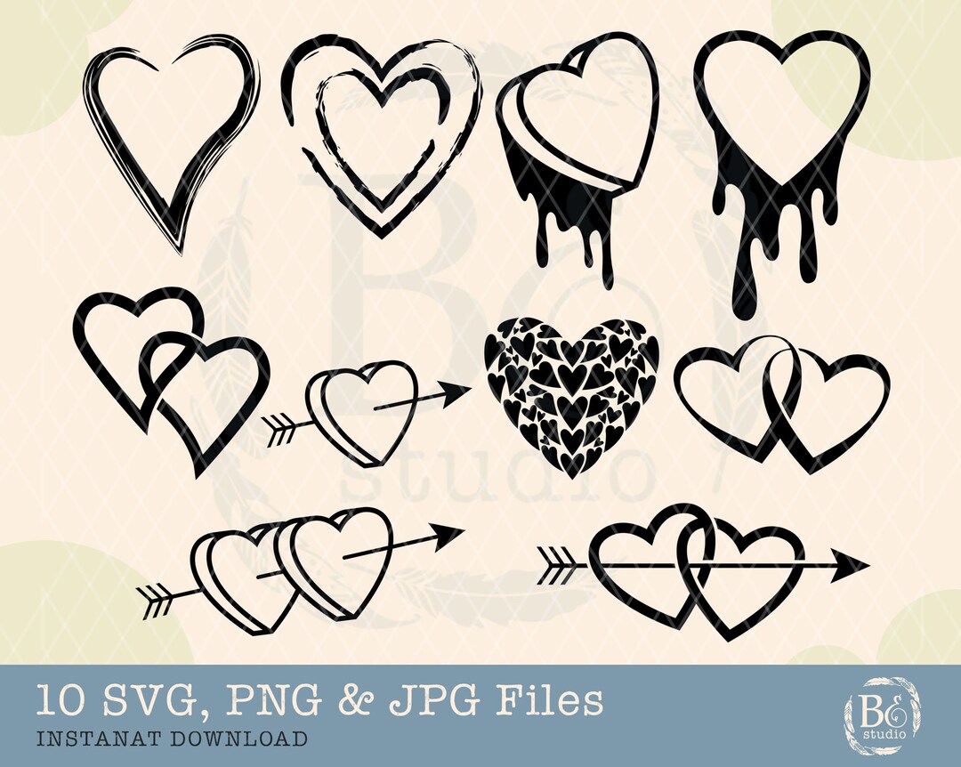 Herzen SVG Bundle, Herzen Svg, Valentinstag Svg, Herz Plotterdatei, Cricut, Silhouette, Png, Svg ...