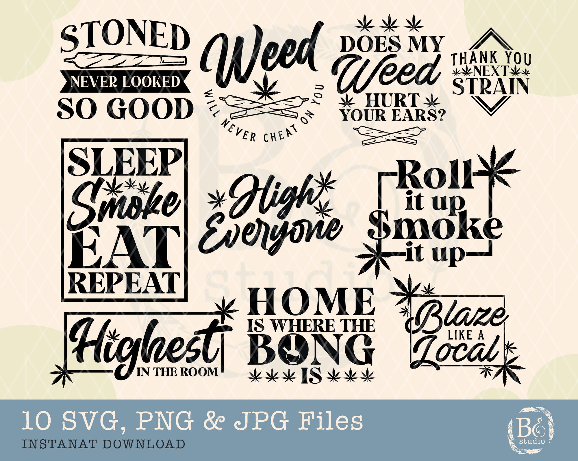Weed Svg Bundle Marijuana Svg Bundle Funny Weed Svg Smoke - Etsy