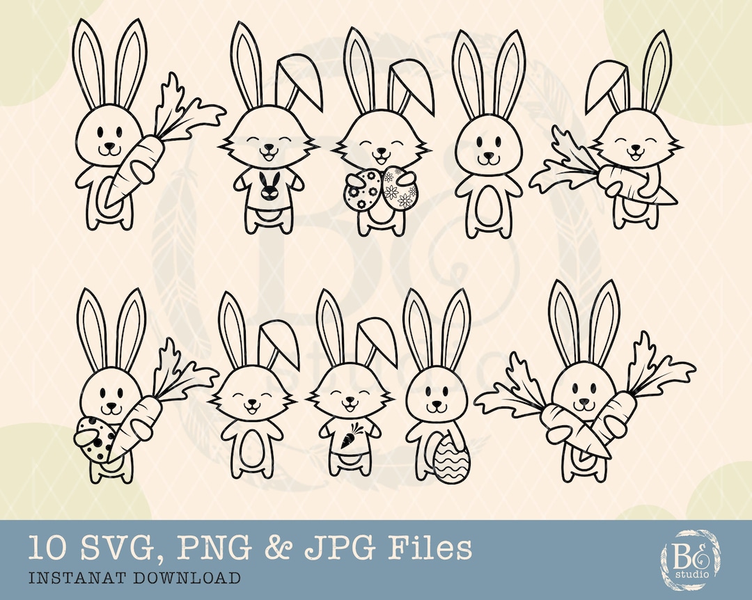 Süßer Hase Svg, Hase Svg, Oster svg, Hase mit Möhren Svg, Süße Hase Svg ...