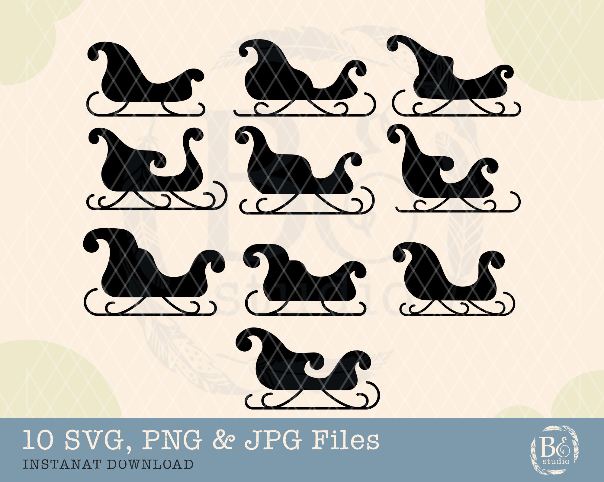Santa Sleigh Svg Bundle, Christmas Svg, Digital Download, Santa Sleigh ...