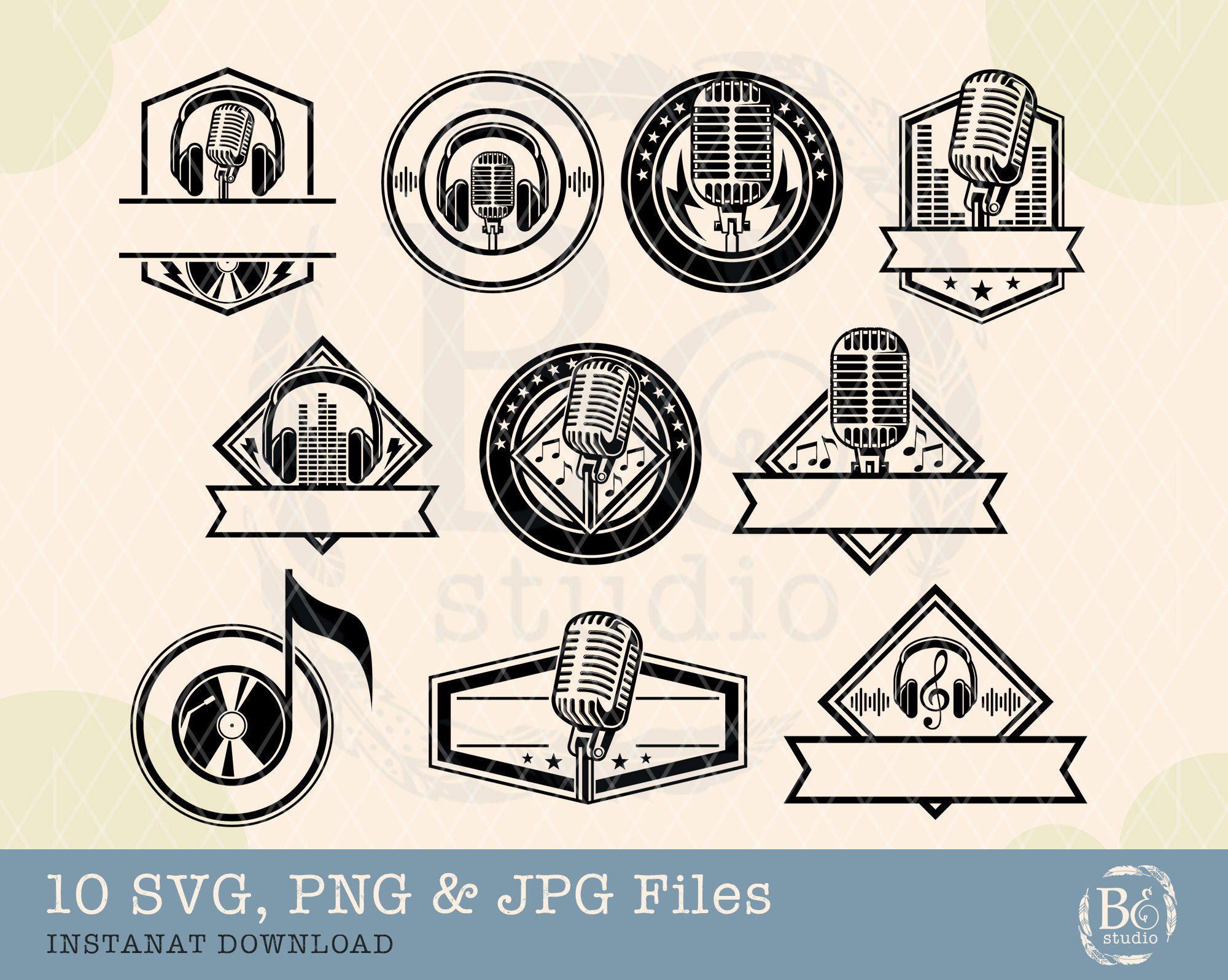 Music Svg Bundle, Microphone Svg, Singer Svg, Audio Svg, Recording Svg ...