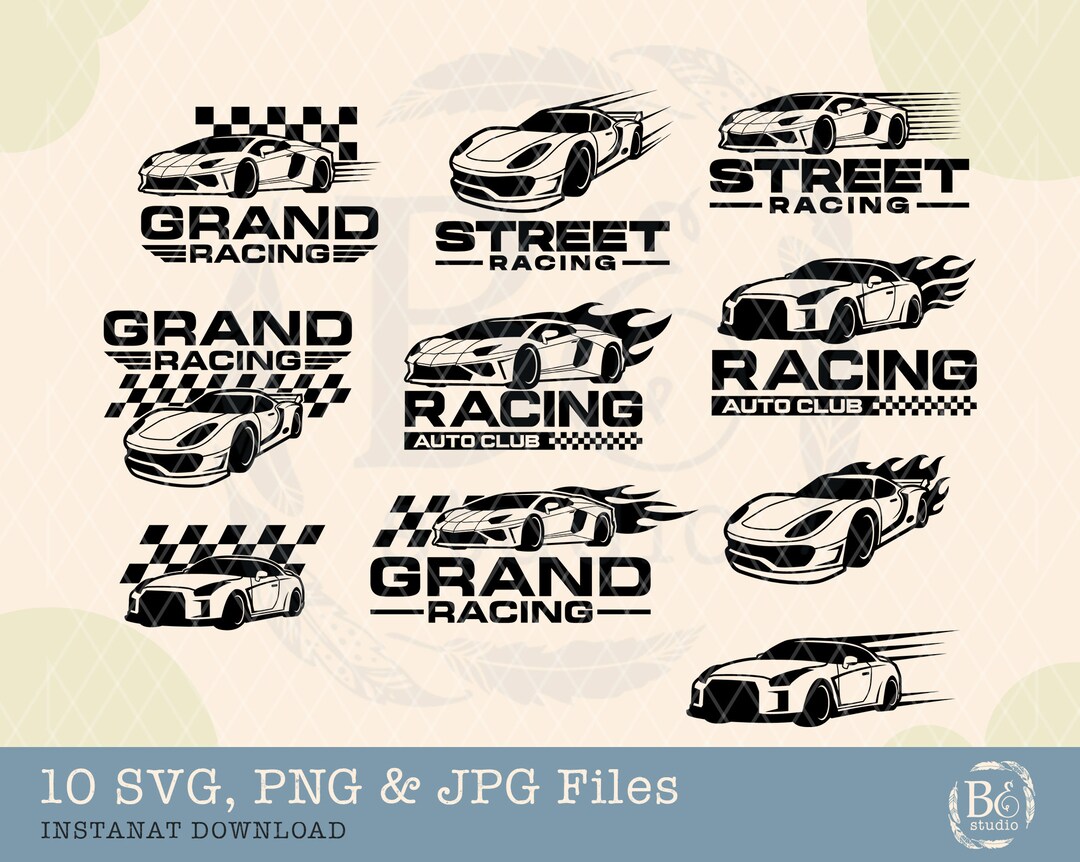 Racing Svg Bundle, Car Racing Svg, Checkered Flags Svg, Race Car Svg ...