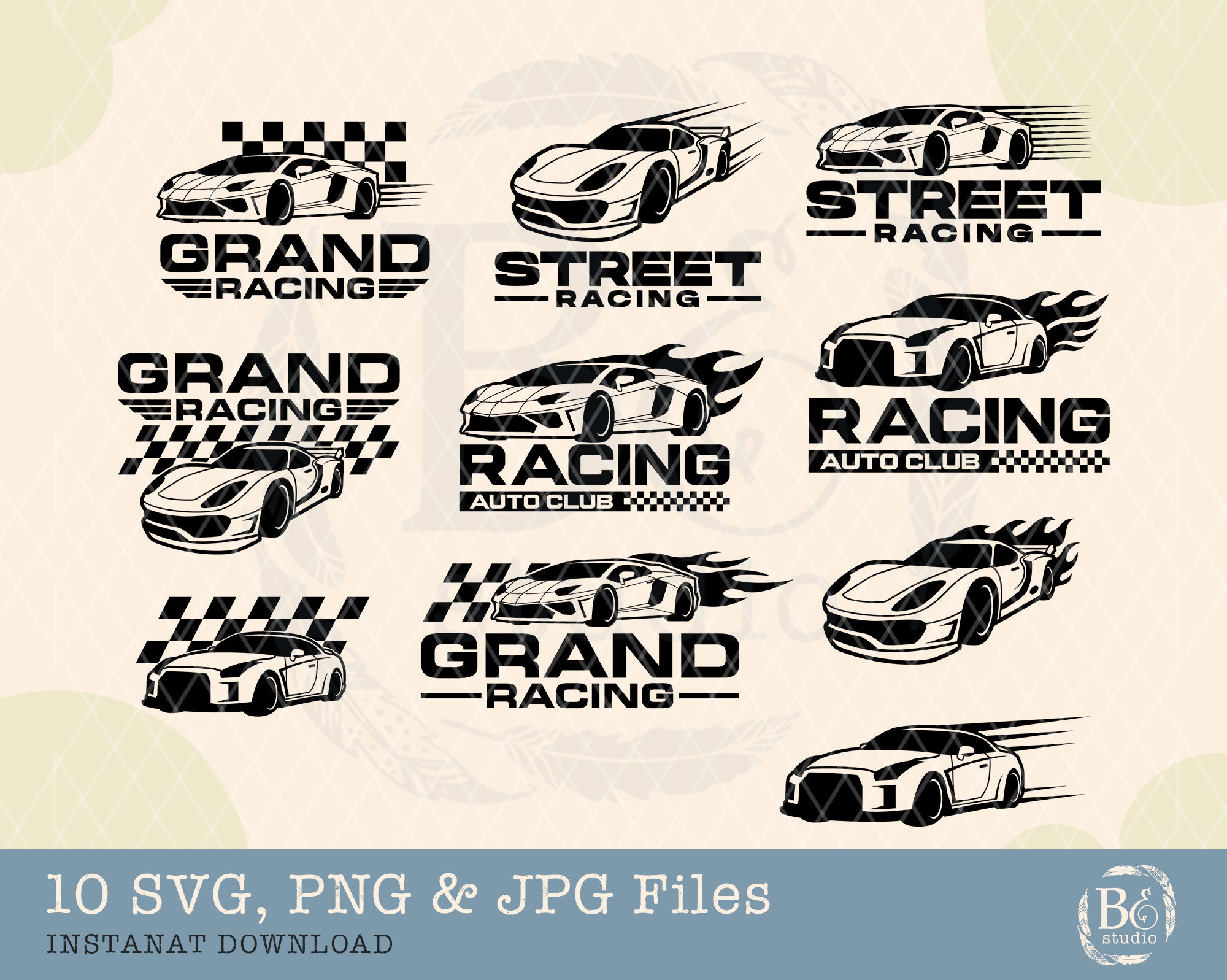 Racing Svg Bundle, Car Racing Svg, Checkered Flags Svg, Race Car Svg ...