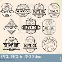 Olive Oil Labels Sets Illustration Svg, Olive Oil Svg, Olive Oil ...