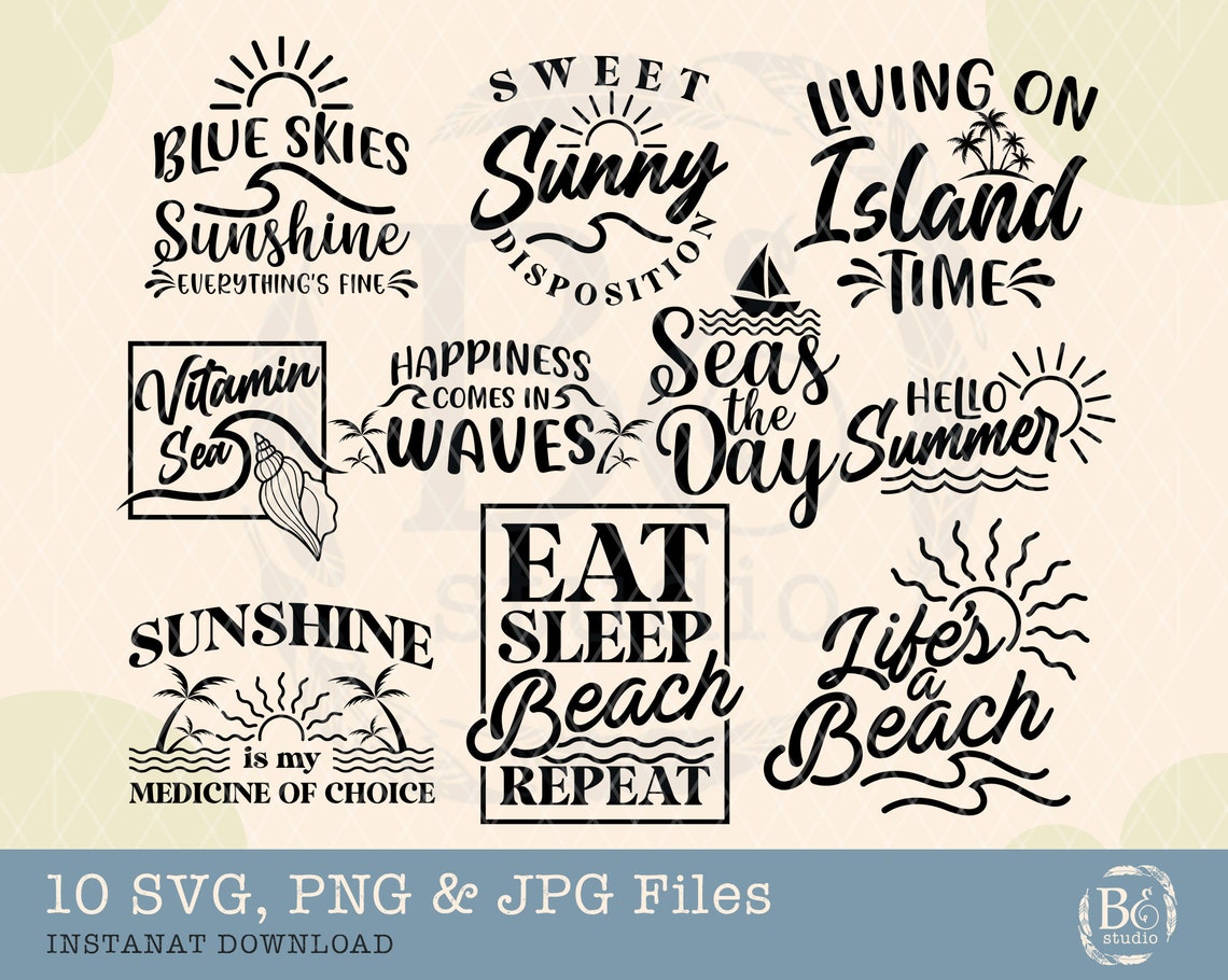 Summer Svg Bundle, Beach Svg, Summer Time Svg, Vacation Svg, Hello ...
