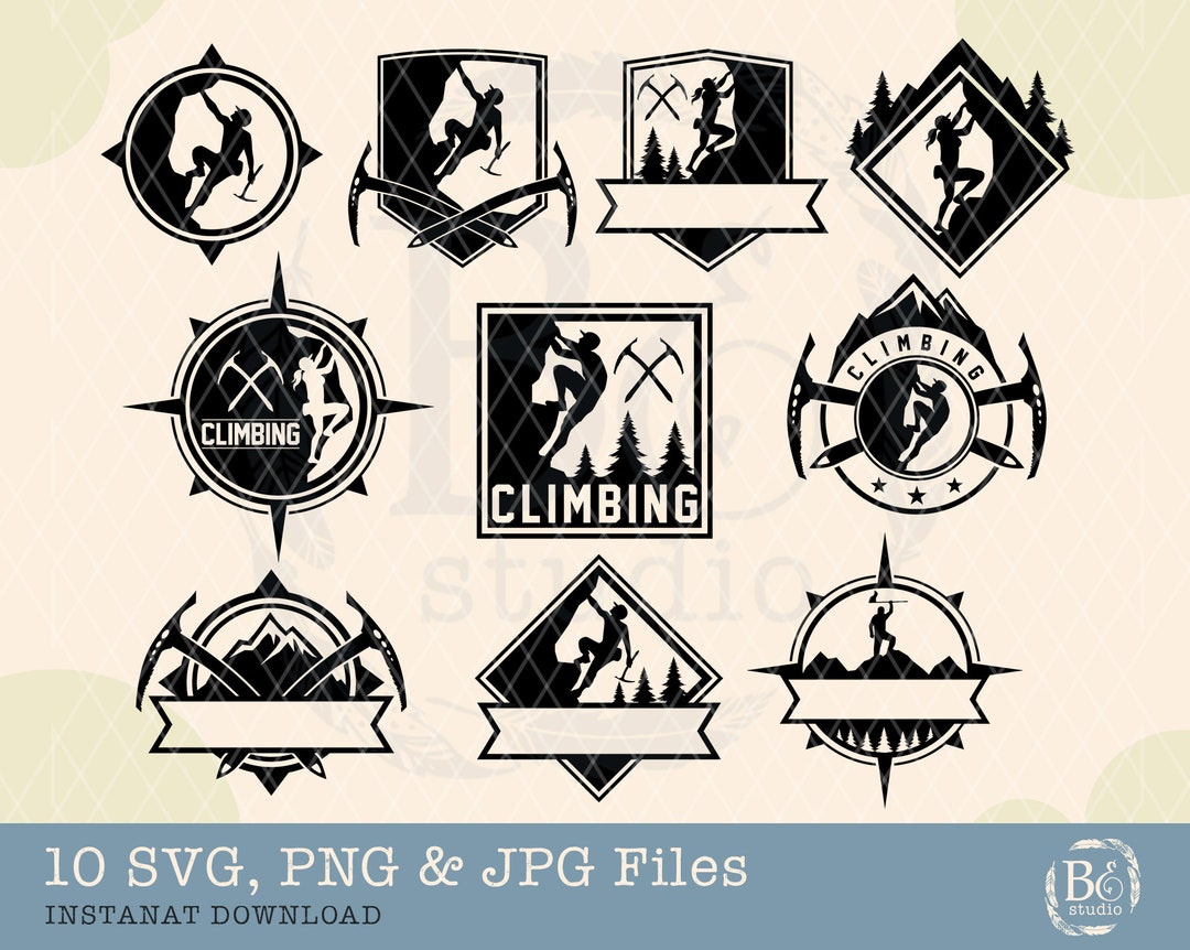 Climbing Svg Bundle, Rock Climbing Svg, Climber Svg, Mountain Climbing ...