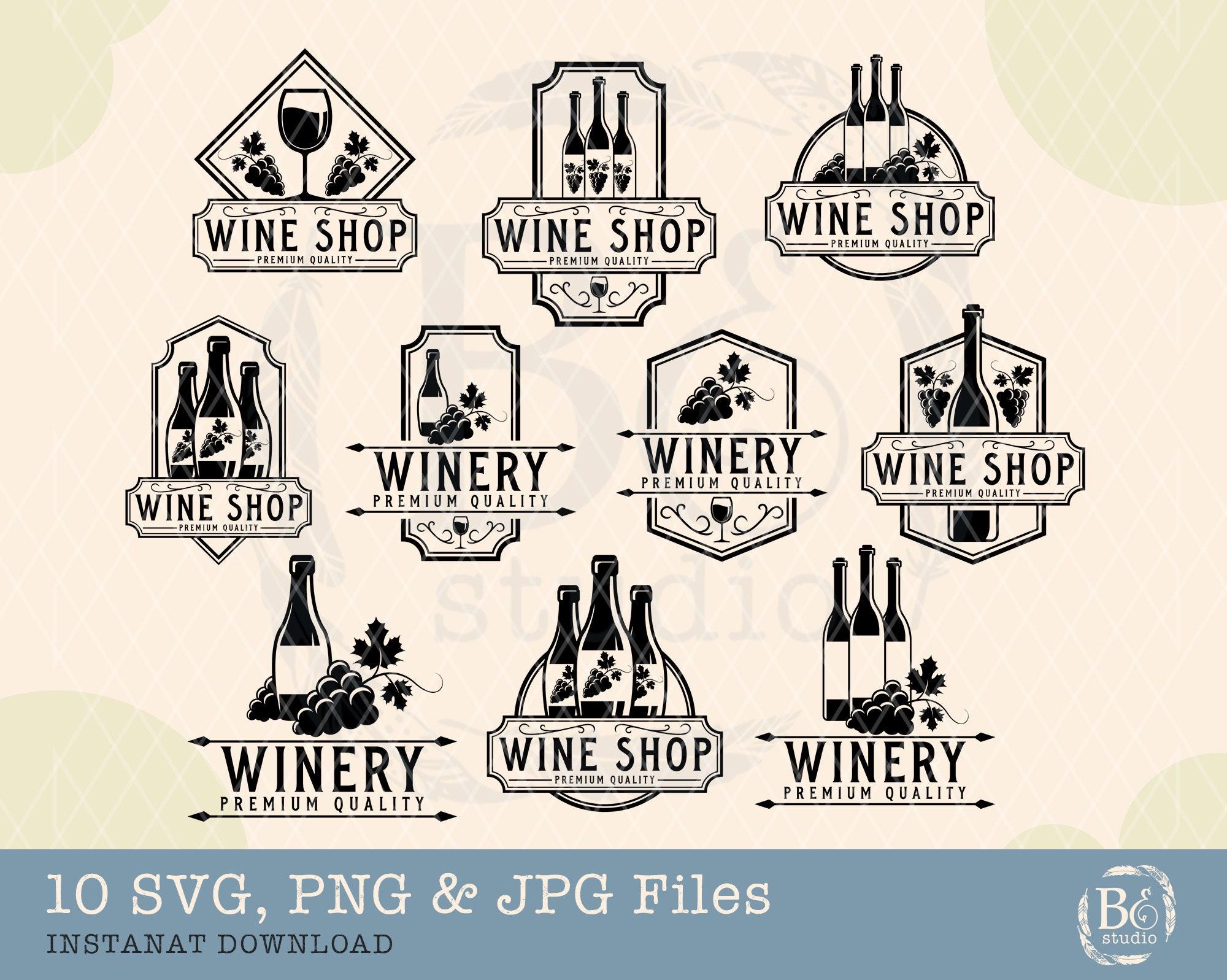 Wine Svg Bundle, Wine Shop Svg, Alcohol Svg, Wine Glass Svg, Winery Svg ...