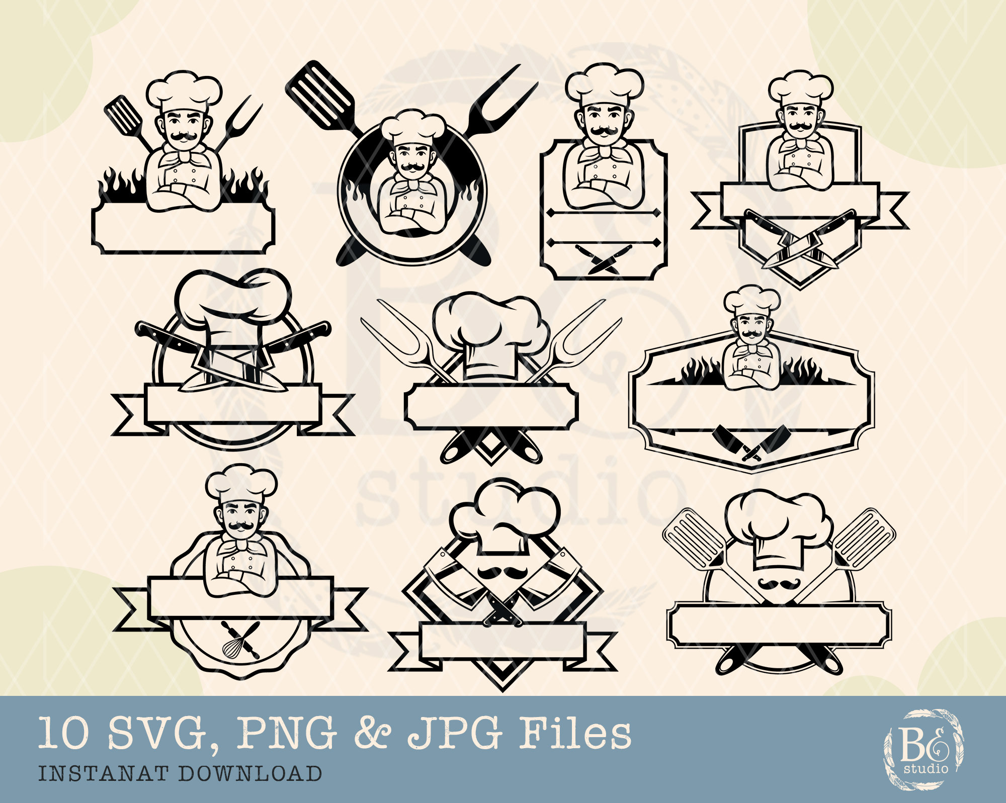 Chef Svg Bundle, Chef Hat Svg, Cooking Svg, Kitchen Svg, Chef Tools Svg ...