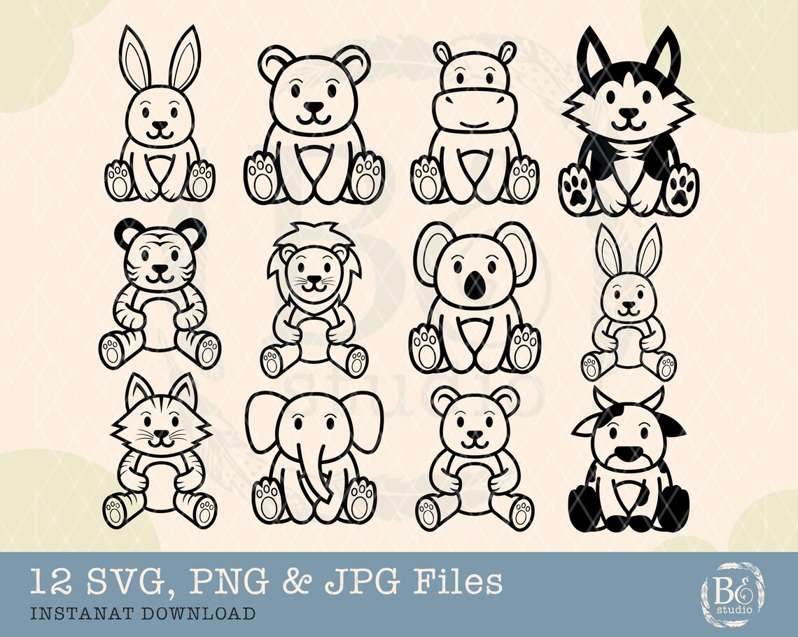 Safari Animals Svg, Cute Animals Svg, Jungle Animals Svg, Zoo Animals ...