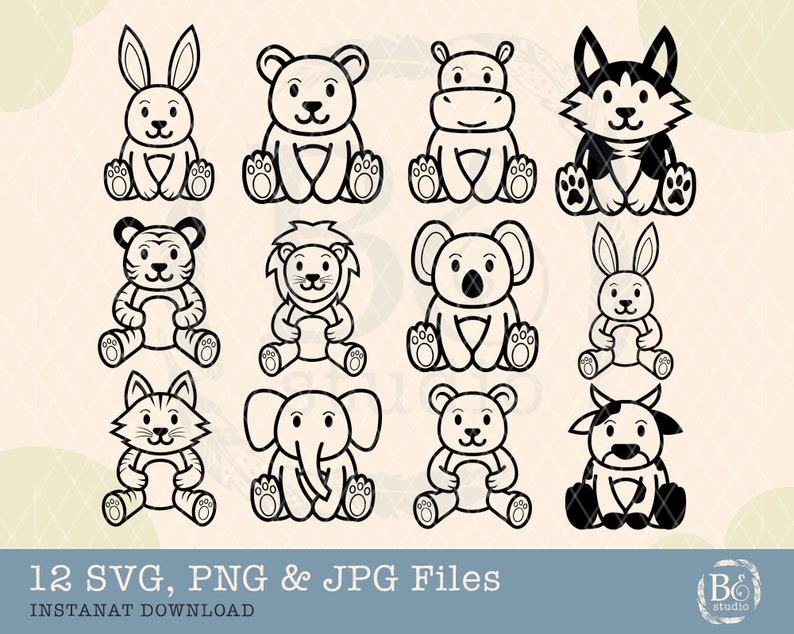Safari Animals Svg, Cute Animals Svg, Jungle Animals Svg, Zoo Animals ...