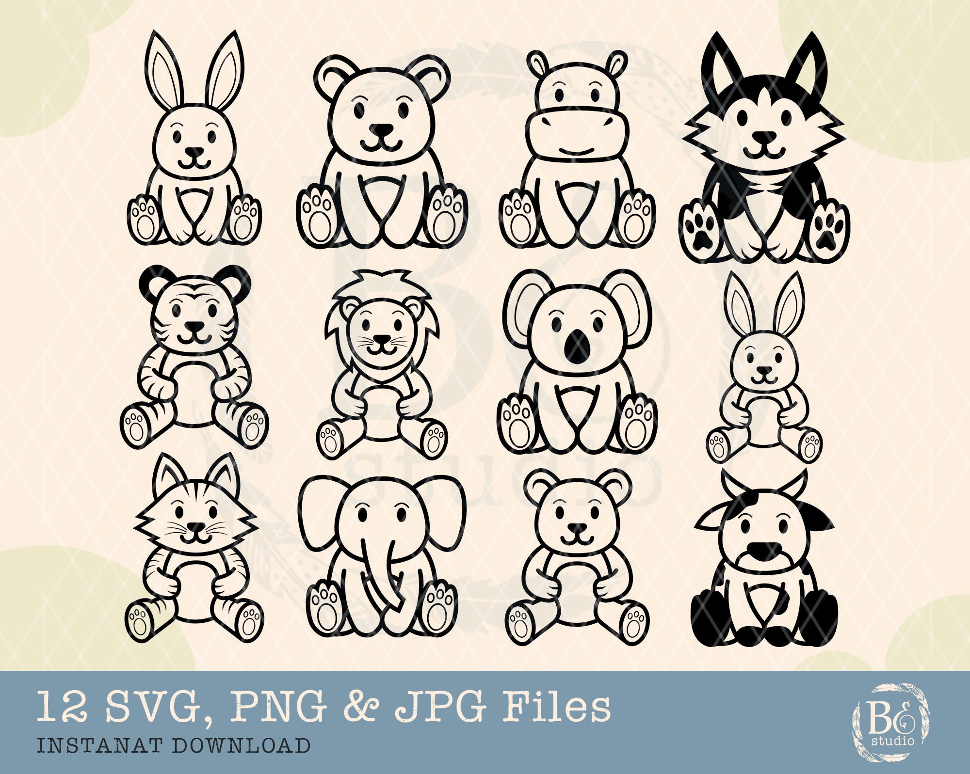 Safari Animals Svg, Cute Animals Svg, Jungle Animals Svg, Zoo Animals ...