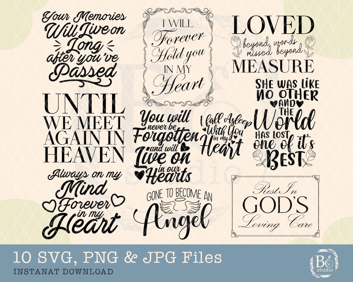 Memorial Svg Bundle, Funeral Svg, Rest in Peace Svg, Grief Svg, Death ...