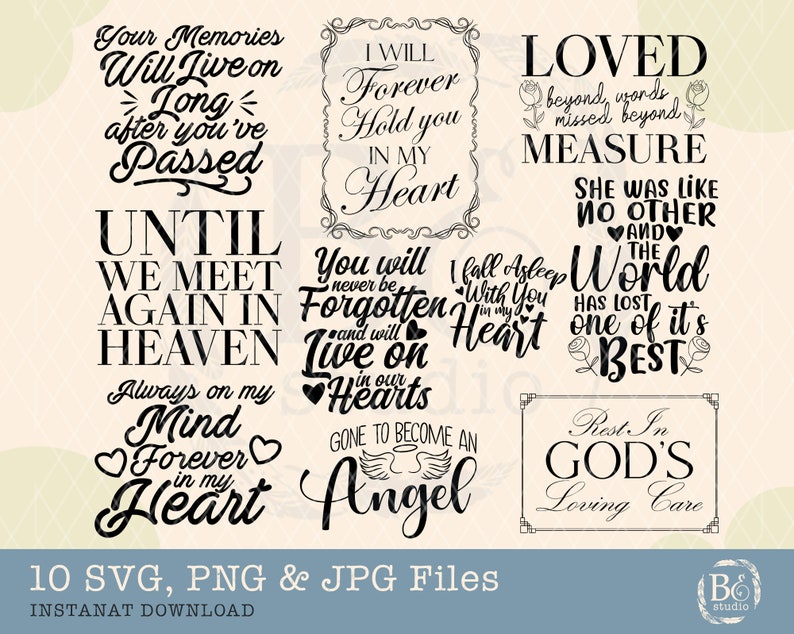Memorial Svg Bundle, Funeral Svg, Rest in Peace Svg, Grief Svg, Death ...