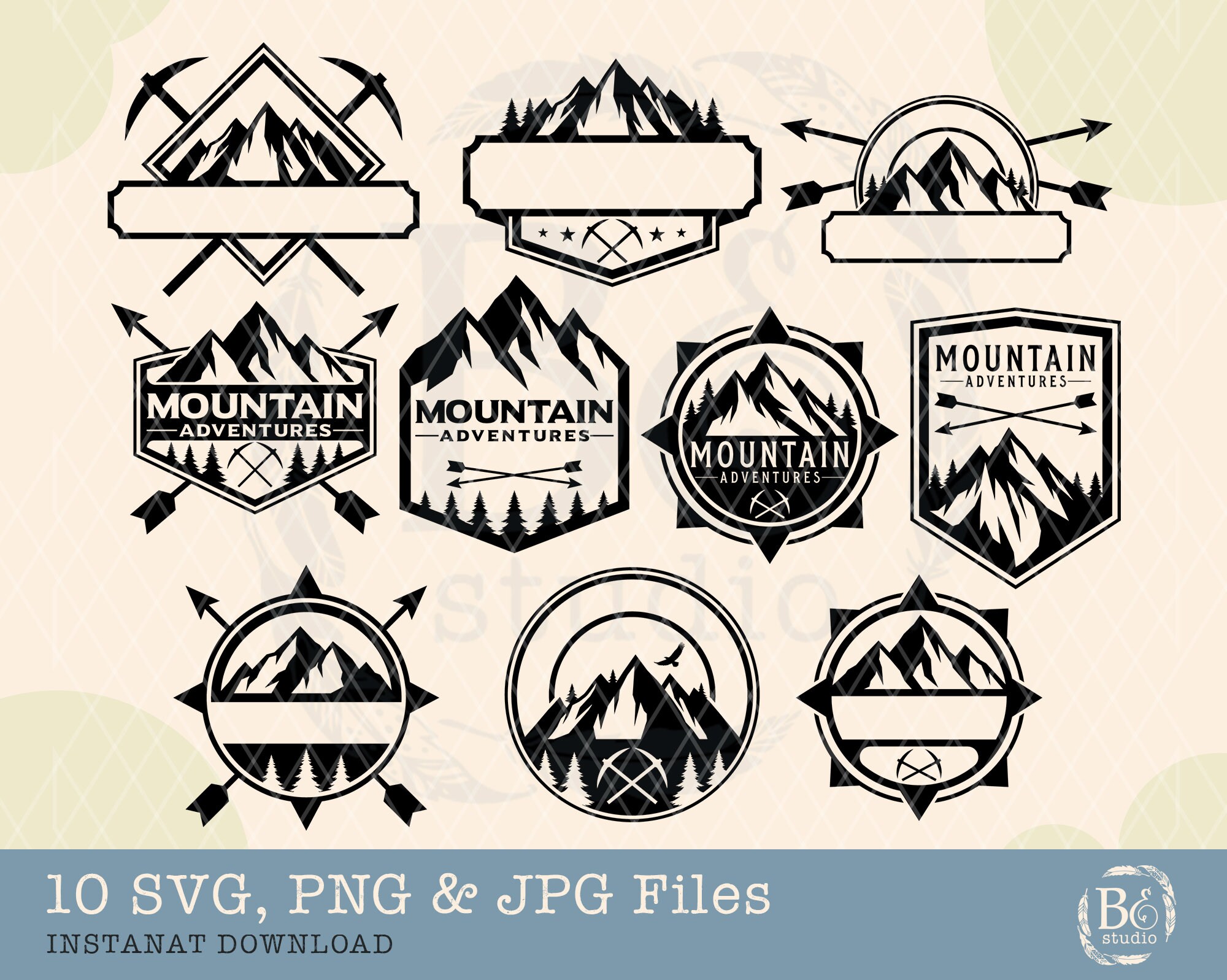 Mountains Svg Bundle, Trees Svg. Forest Svg, Mountain Svg File ...