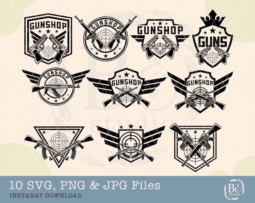 Gun Shop Svg Bundle, Military Weapon Svg, Pistol Svg, Weapon Svg, Guns ...
