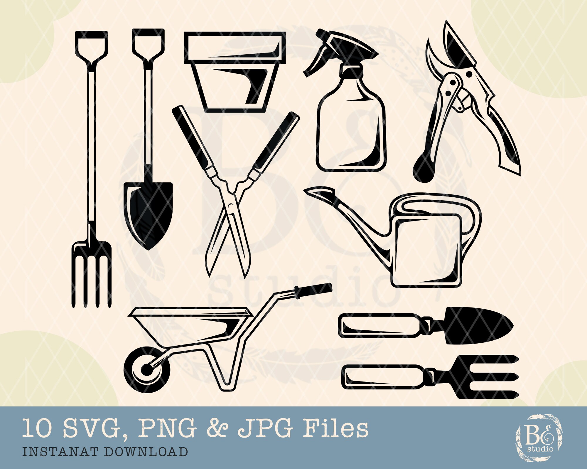 Garden Tools Svg Bundle, Gardening Tools Svg, Gardener Svg, Farm Tools ...
