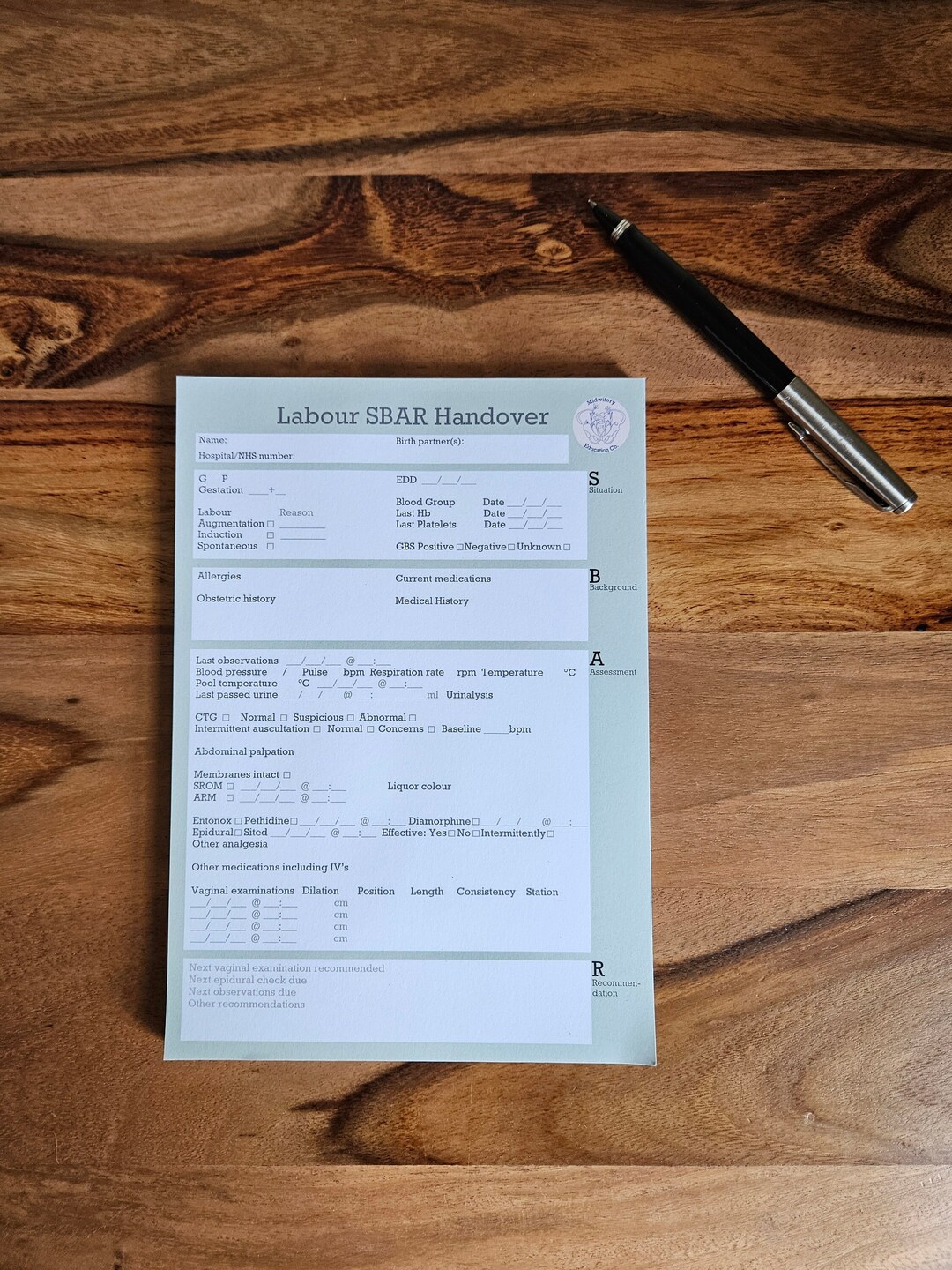 Labour SBAR Handover Sheets two Sizes - Etsy UK