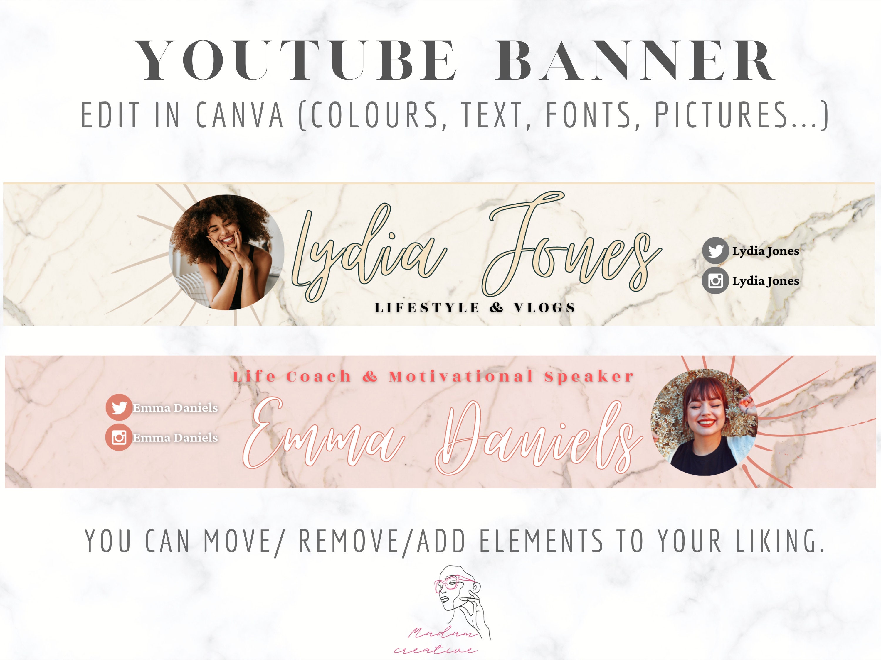Youtube Channel Kit | Youtube Banner, Intro, 3 Thumbnails, End Screen ...
