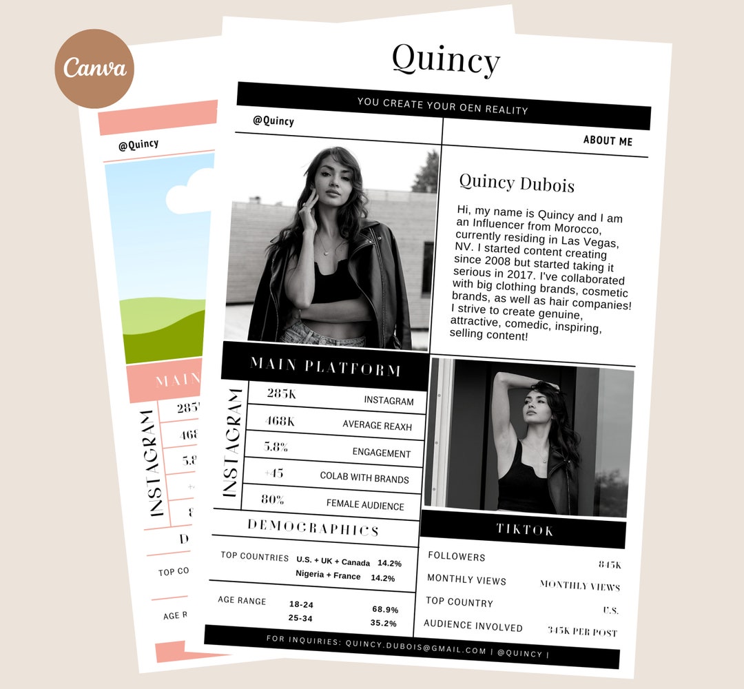 Influencer Media Kit Template, Blogger Media Kit Template, Brand Kit ...