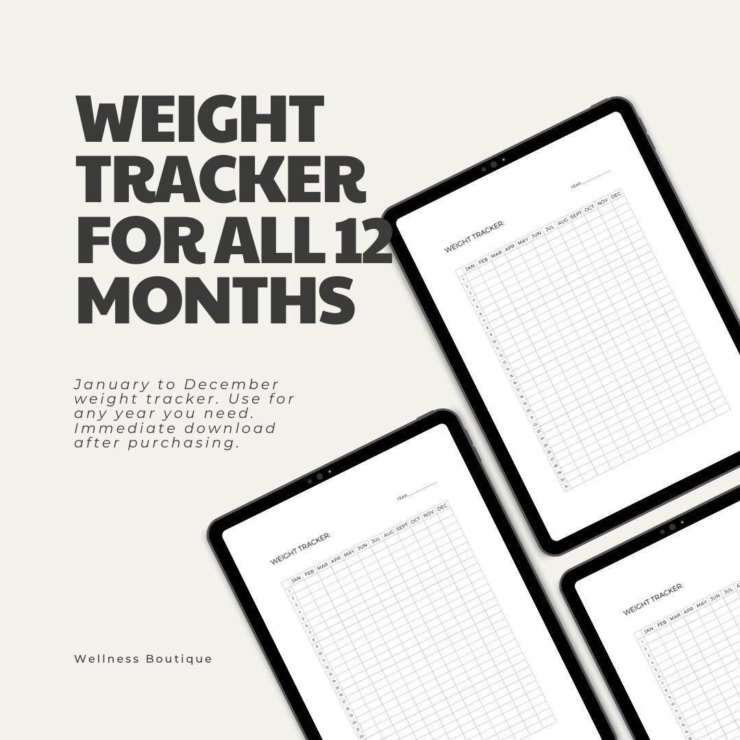 365 Day Weight Tracker Printable | Daily Weight Journal | Weight Loss ...
