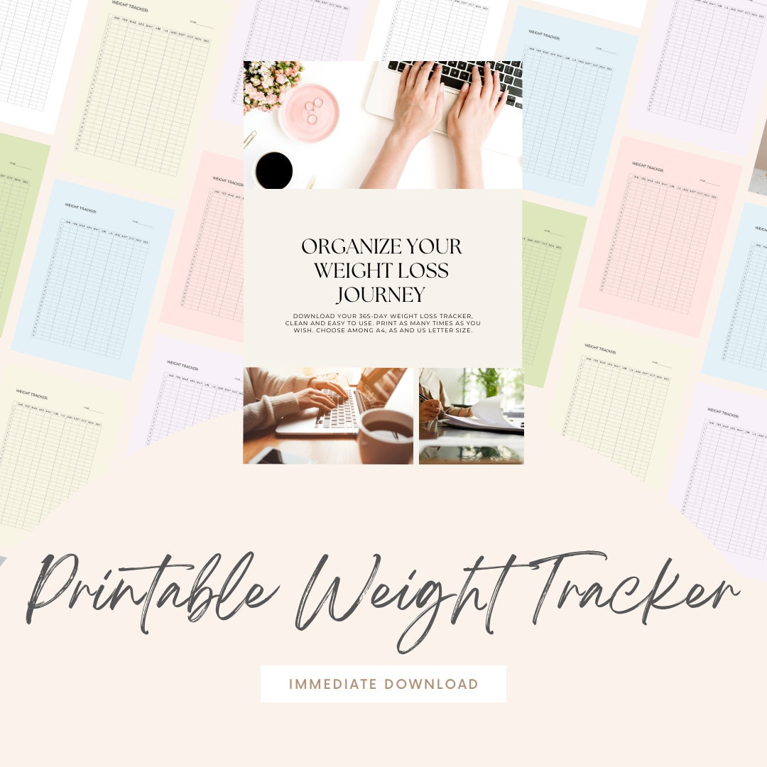 365 Day Weight Tracker Printable Daily Weight Journal Weight Loss ...