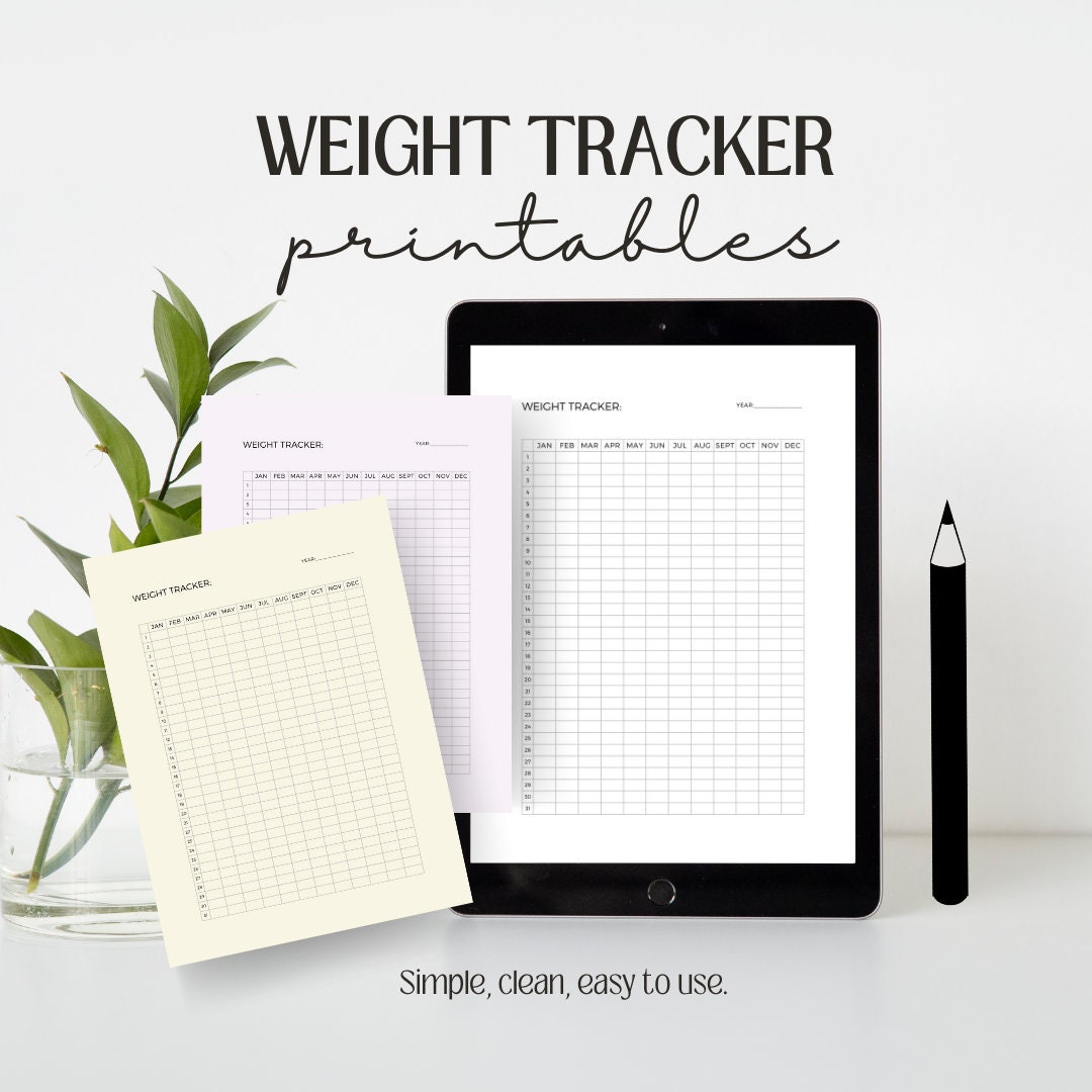 365 Day Weight Tracker Printable | Daily Weight Journal | Weight Loss ...