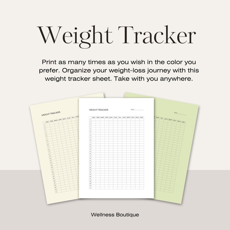 365 Day Weight Tracker Printable Daily Weight Journal Weight Loss ...