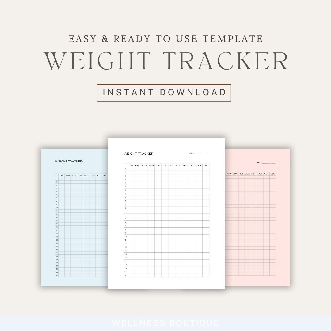365 Day Weight Tracker Printable | Daily Weight Journal | Weight Loss ...