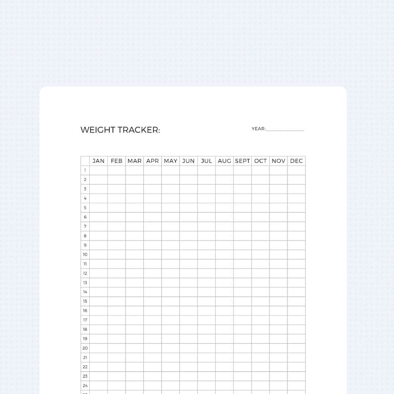 365 Day Weight Tracker Printable Daily Weight Journal Weight Loss ...