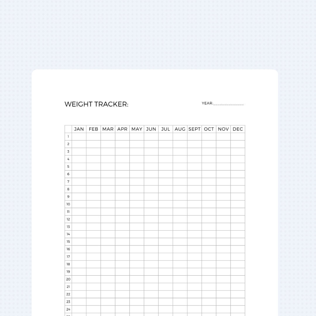 365 Day Weight Tracker Printable | Daily Weight Journal | Weight Loss ...
