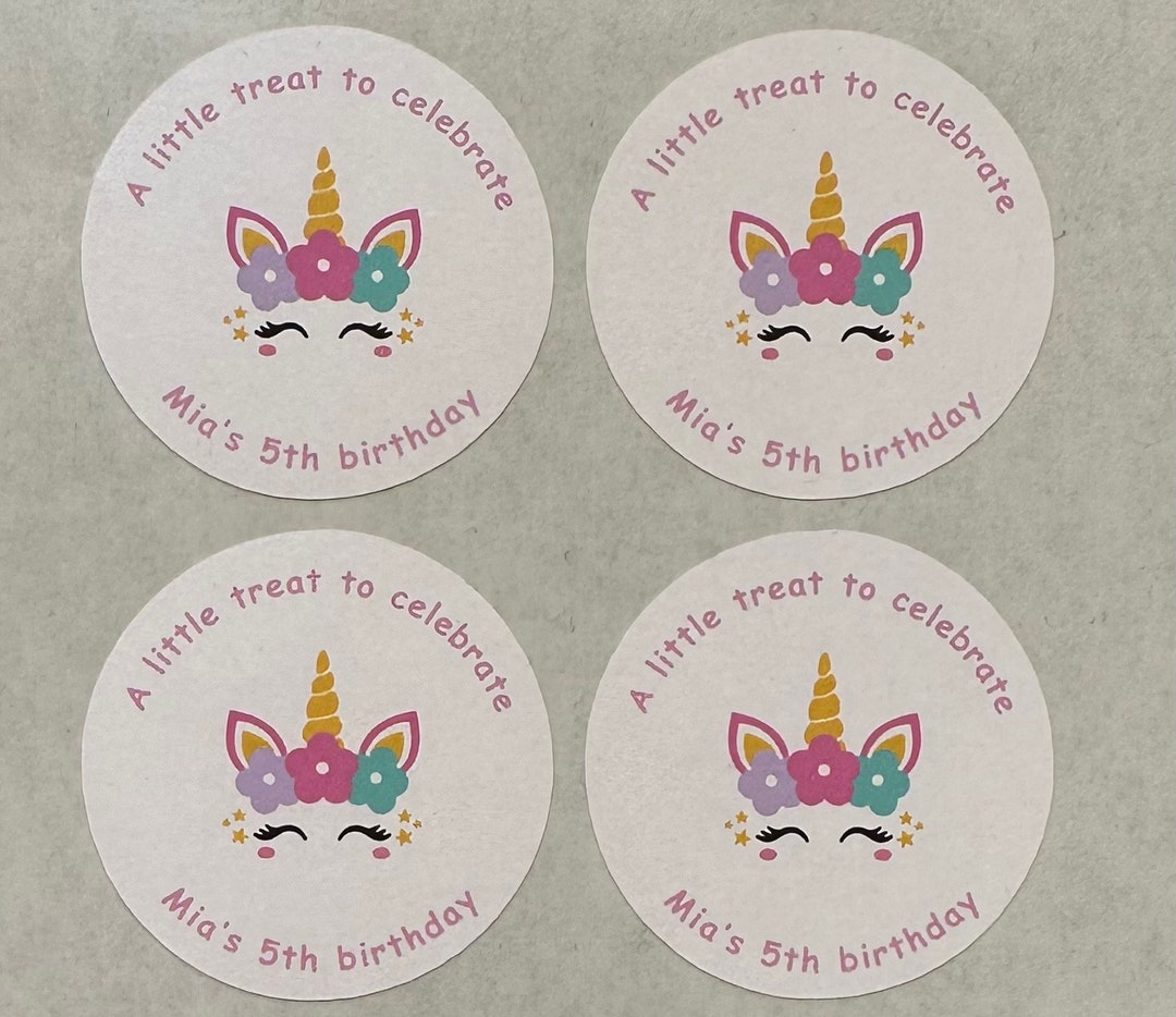 Personalised Kids Unicorn Birthday Party Stickers/favour Stickers ...