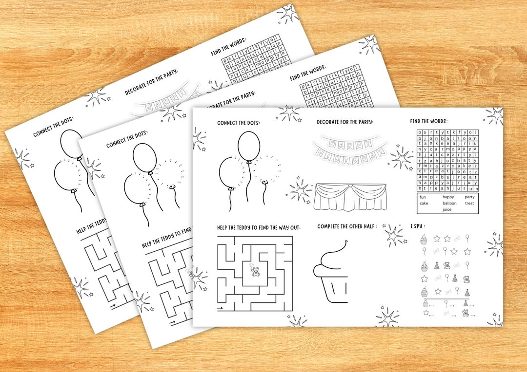 Birthday Activity Sheet, Printable Birthday Colouring Placemat ...