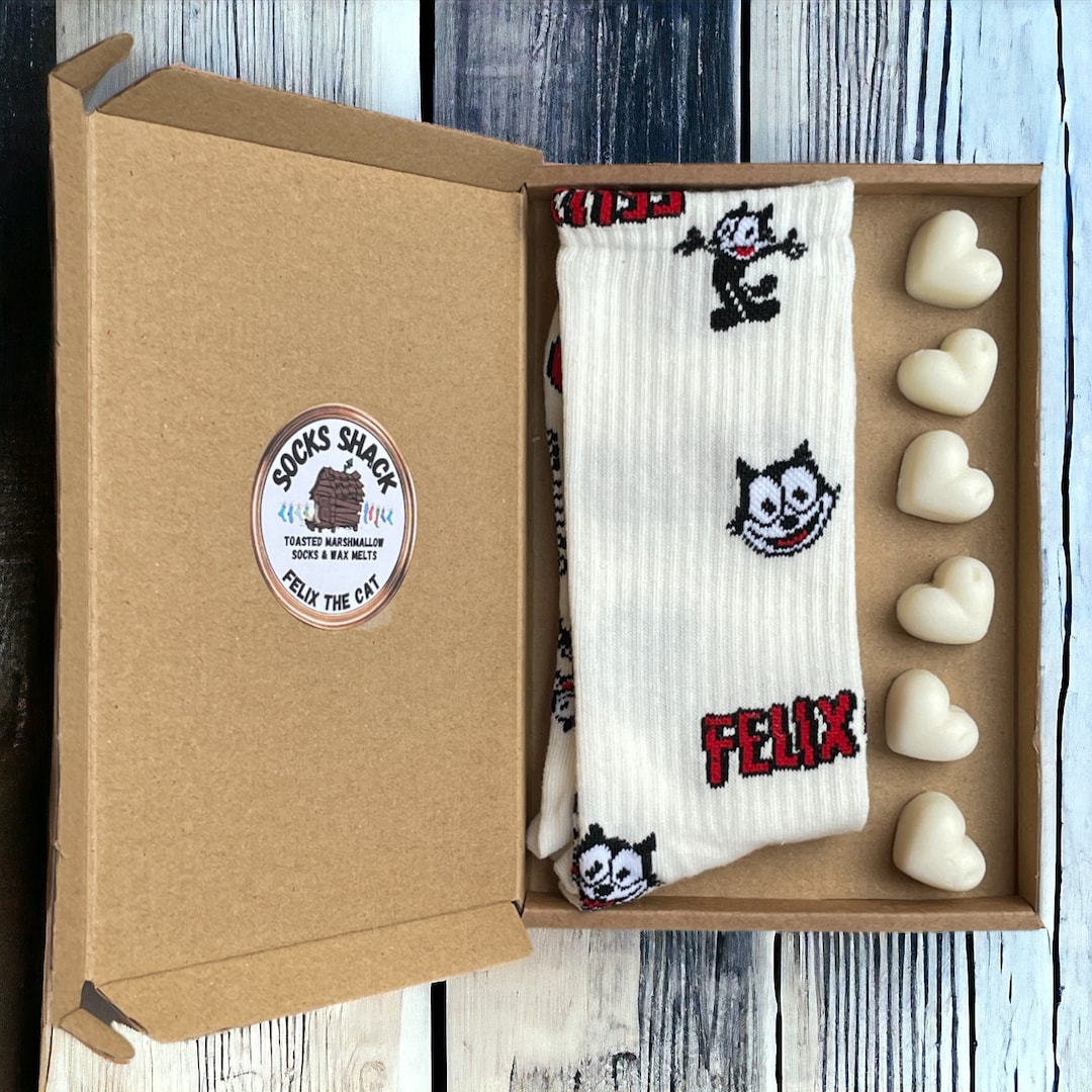 Ladies Felix the Cat White Felix Heads Socks & Handmade Soy Wax Melts ...